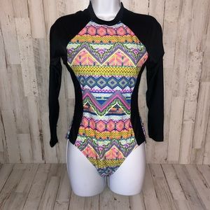 Swim | Aztec Print Rush Guard One Piece Swimsuit | Poshmark